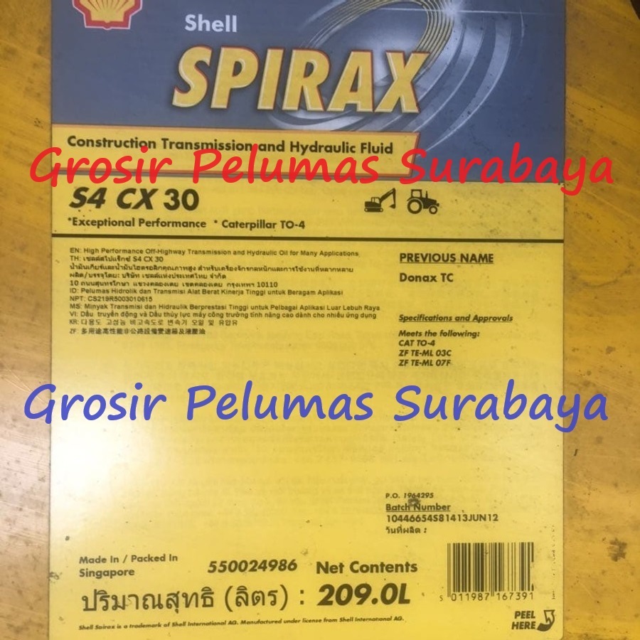 Jual Oli Shell Spirax S4 CX 30 Transmisi Hydraulic Hydrolis Hidrolik ...