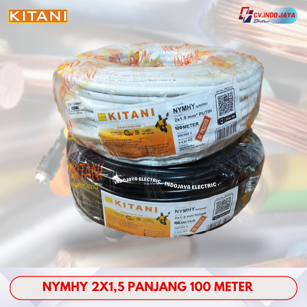 Jual Kabel Kitani NYMHY 2x1,5 Panjang 100 meter Kabel serabut tembaga murni kabel listrik dan ...
