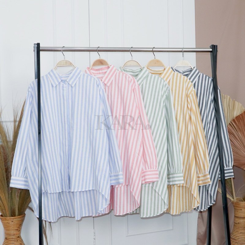 Jual KARA INDANA SALUR Shirt Stripe - Kemeja Atasan Salur Overszie ... Jual KARA INDANA SALUR Shirt Stripe - Kemeja Atasan Salur Overszie ...