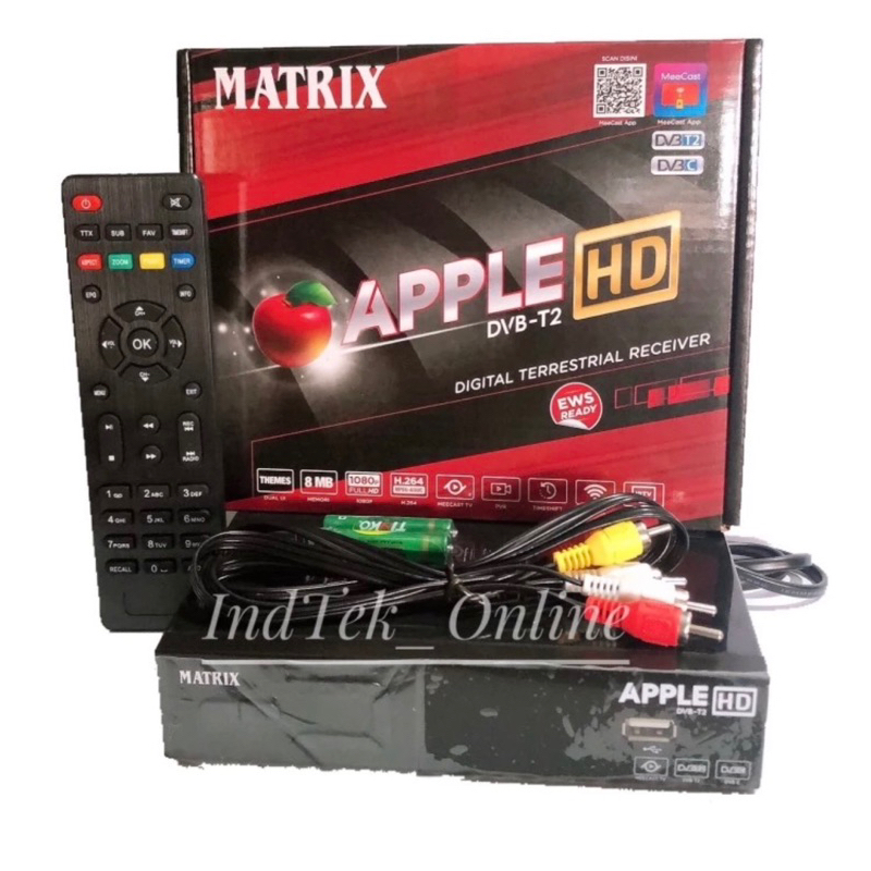 Jual Receiver TV Set Top Box STB Matrix Apple Merah DVB T2 Digital DVBT2 Antena UHF | Shopee ...