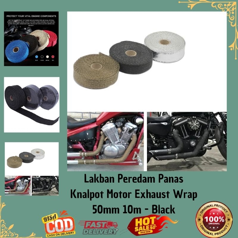 Jual {ANTI PANAS} LAKBAN 10M PEREDAM PANAS KNALPOT MOTOR Exhaust Wrap ...