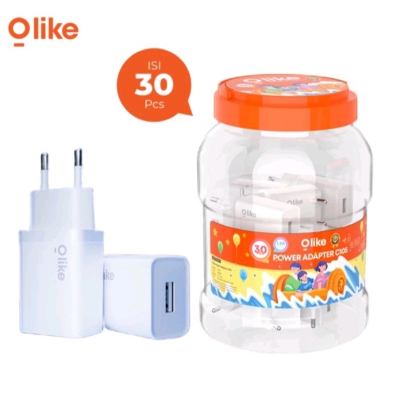 Jual KEPALA CHARGER TOPLES ISI 30pcs Olike C105 Adaptor 1.2A High-speed ...
