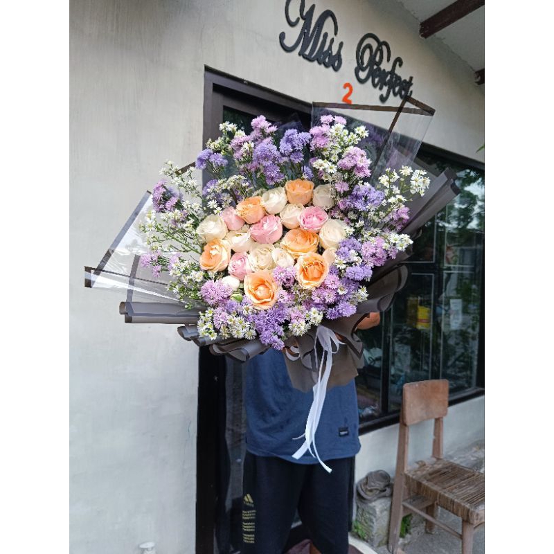 Jual buket bunga asli segar fresh flower 20 roses mix mawar mix bouquet ...