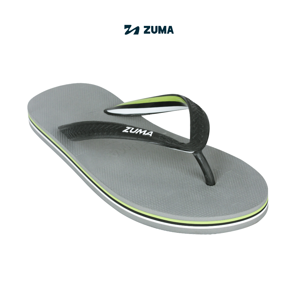 Jual Zuma Men Stripe 11 Silver Lime, Sandal Jepit Pria Karet Polos, Abu ...