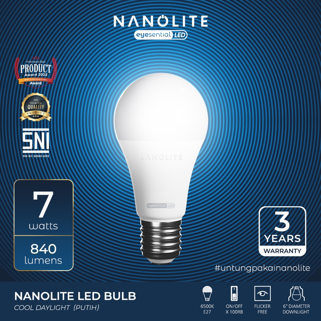 Jual Nanolite Lampu LED Bulb 7W 6500K Putih | Shopee Indonesia
