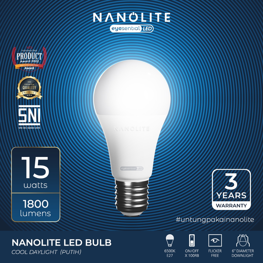 Jual Nanolite Lampu LED Bulb 15W 6500K Putih | Shopee Indonesia