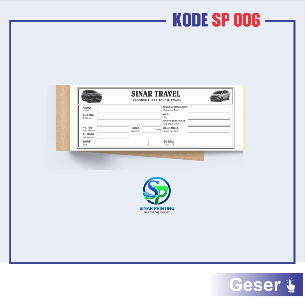 Jual CETAK KWITANSI TIKET TRAVEL CUSTOM NAMA BISA SATUAN TANPA MINIMAL ...
