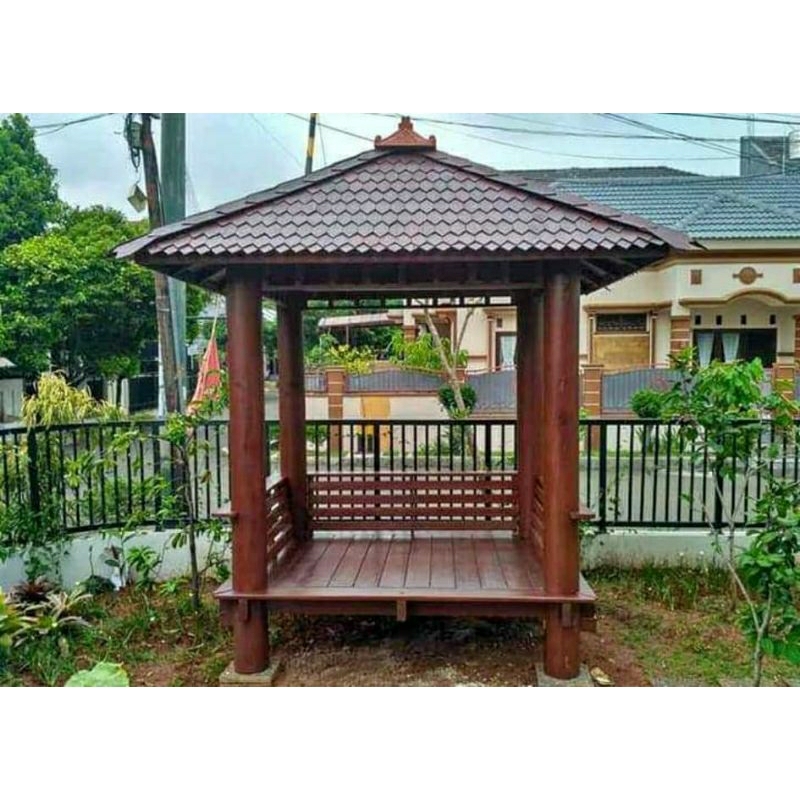 Jual Gazebo Kayu Taman, Gazebo Pantai | Shopee Indonesia