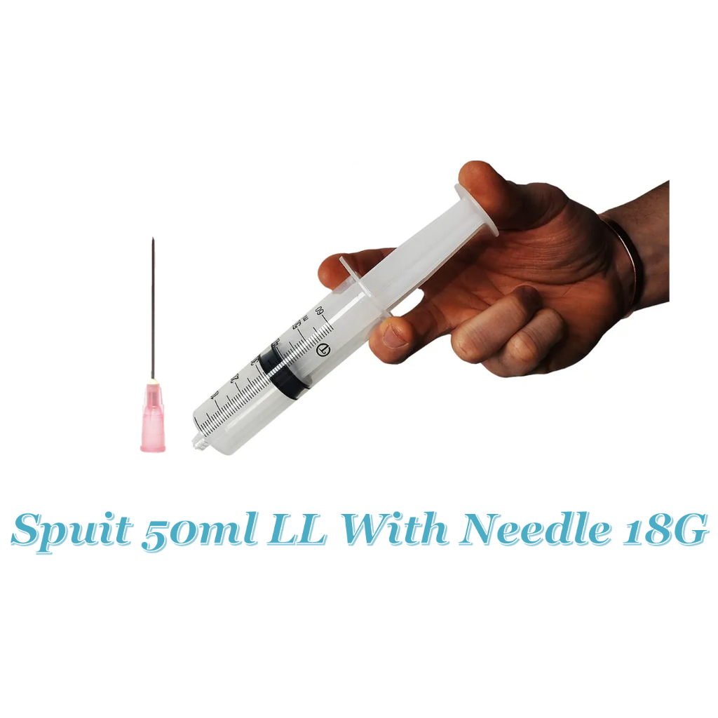 Jual Spuit 50cc Luer Lock Syringe 50ml Lubang Tengah Dengan Needle ...