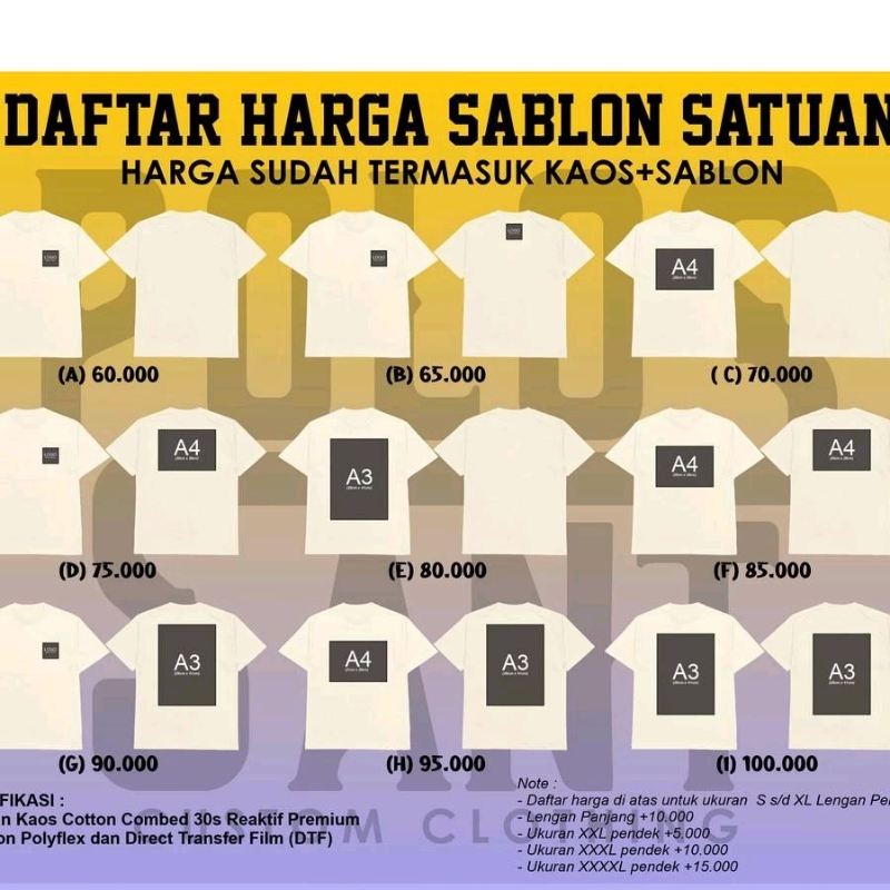 Jual KAOS CUSTOM SABLON DTF / POLYFLEX COMBED 30S | Shopee Indonesia
