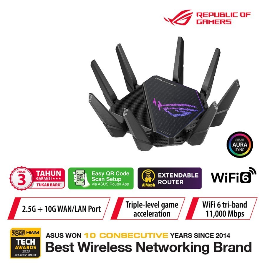Jual ASUS ROG Rapture GT-AX11000 PRO Tri-Band WiFi 6 Gaming Router ...