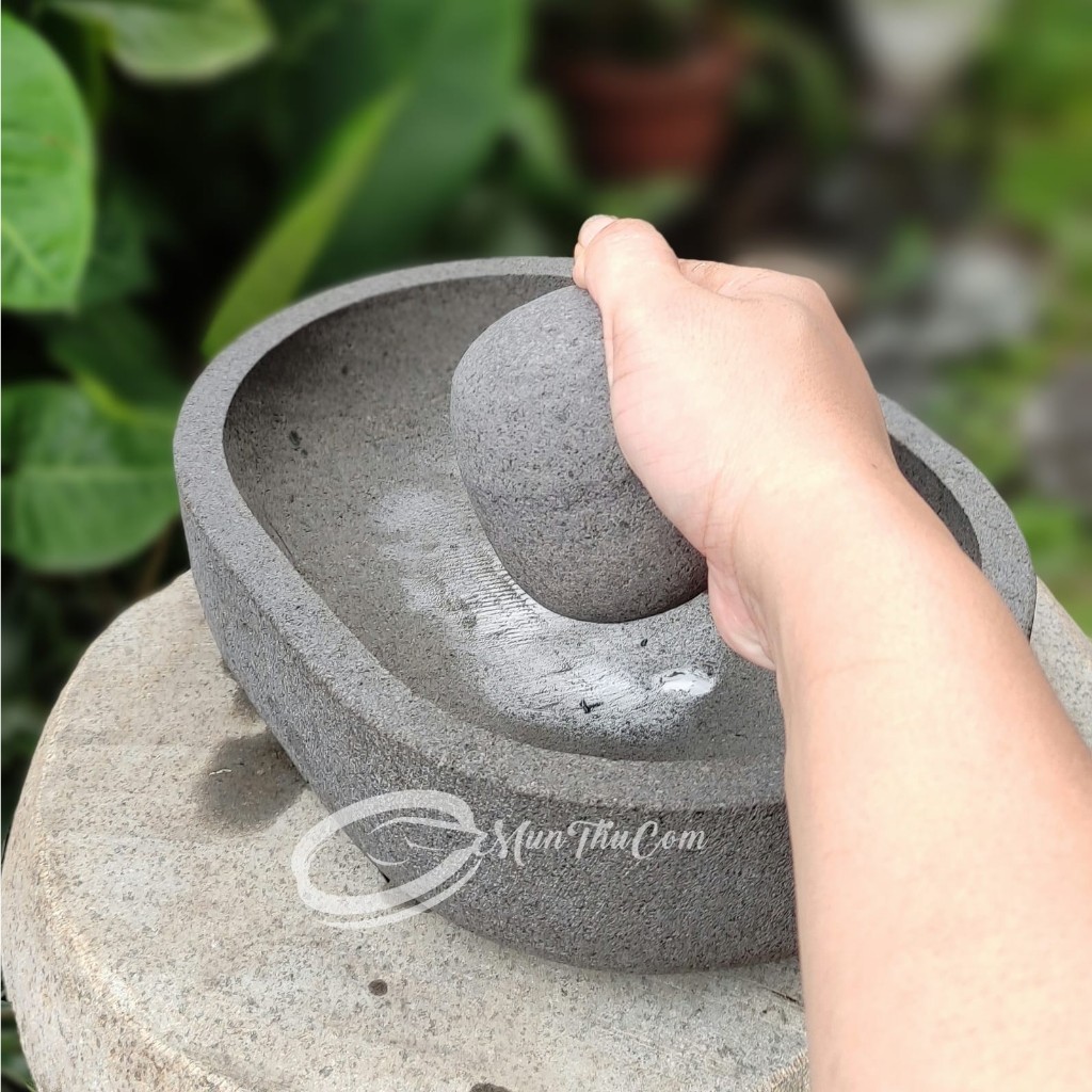 Jual Gilingan Batu Cobek Lado 30cm Tebal dan Mangkok Penggilingan Bumbu ...