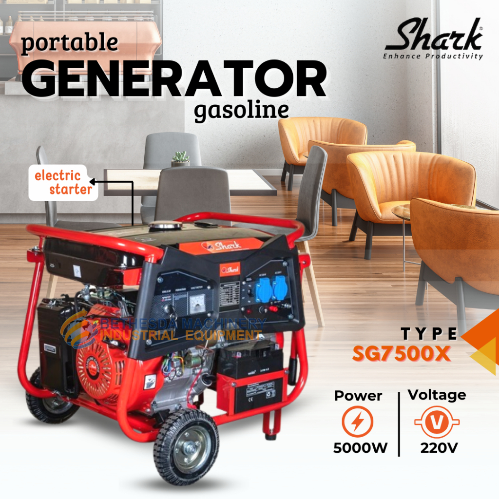 Jual Genset 5000 watt SHARK Generator genset bensin 1 phase SG 7500X ...