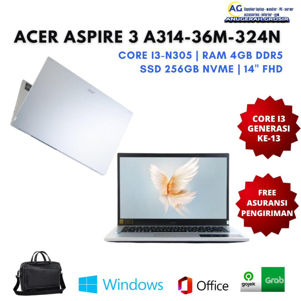 Jual PROMO Laptop Acer Aspire 3 A314-36M-324N Core i3-N305 Ram 4gb SSD ...