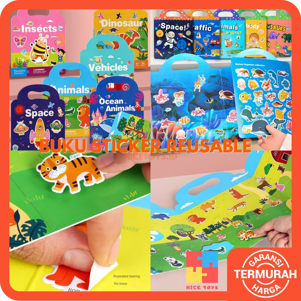 Jual Buku Sticker Reusable Sticker Book Activity Mainan Buku Stiker ...