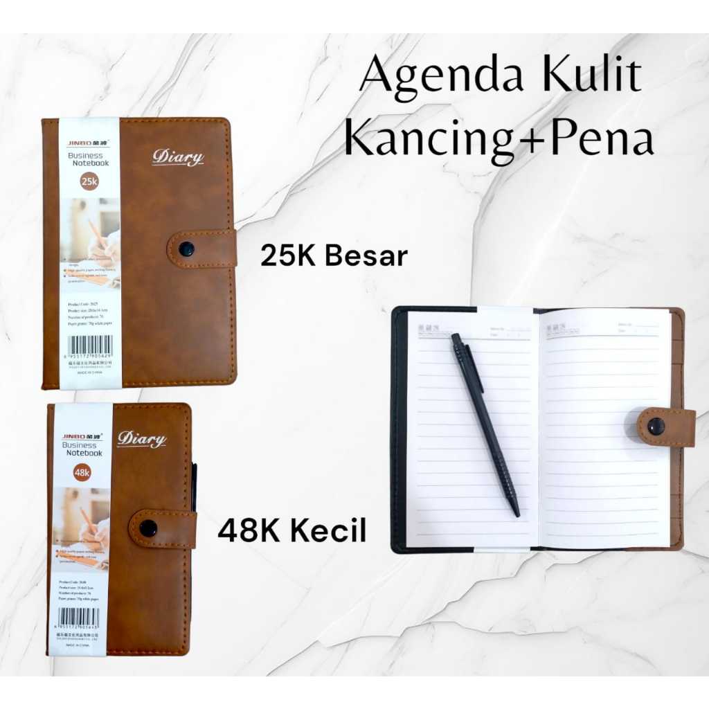 Jual Notebook Kancing / Buku Agenda Catatan Kerja Kulit Diary ukuran ...