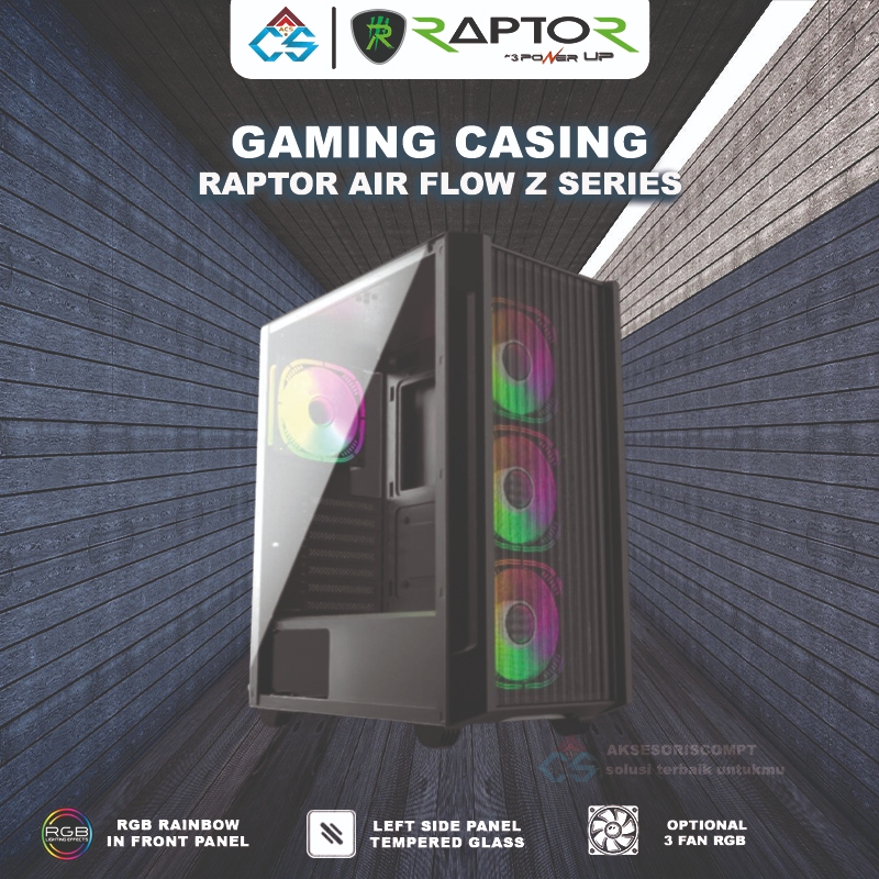 Jual Casing Gaming Raptor Air Flow Z Series Black - Casing Gaming ...