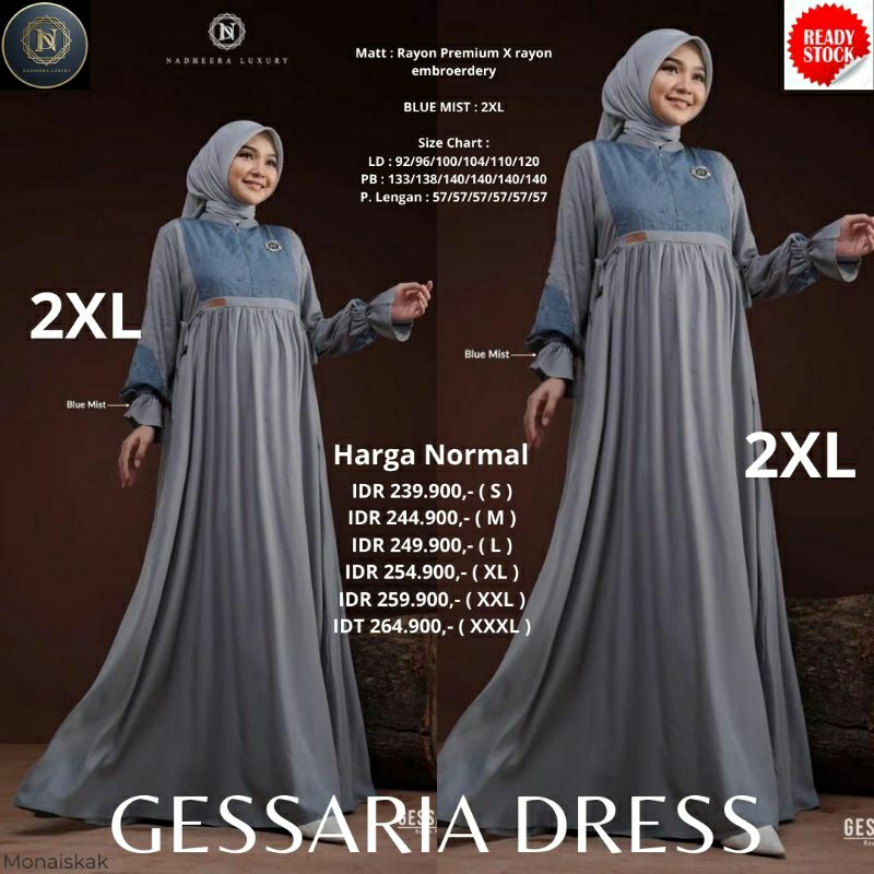 Jual GESSARIA DRESS TERBARU NADHEERA LUXURY READY STOK ORI BLUE MIST ...