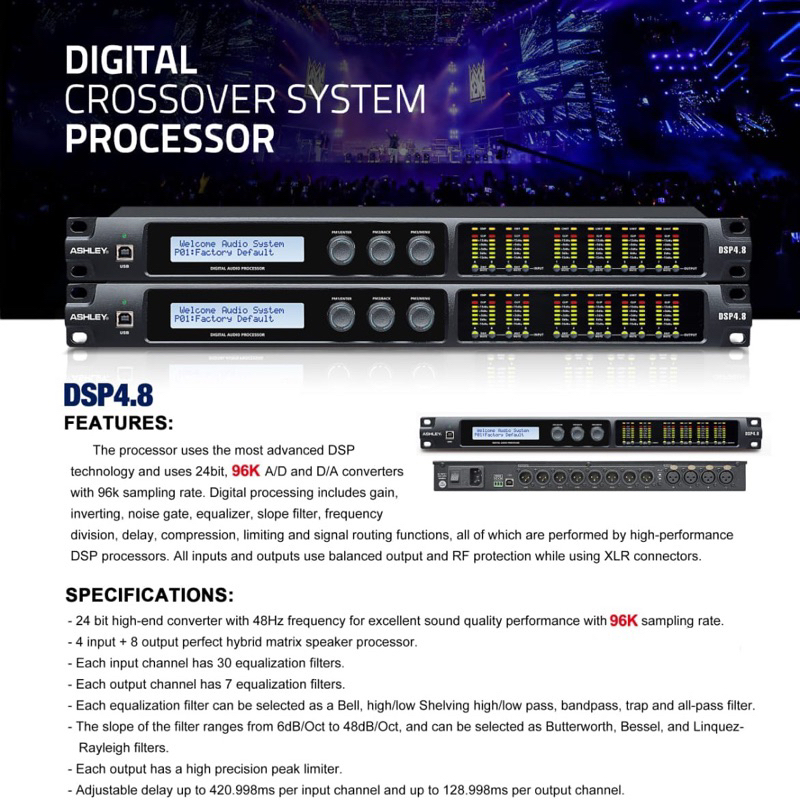 Jual DIGITAL CROSSOVER DAN PROCESSOR ASHLEY DSP 4.8 / DSP 4.8 4IN 8OUT ...