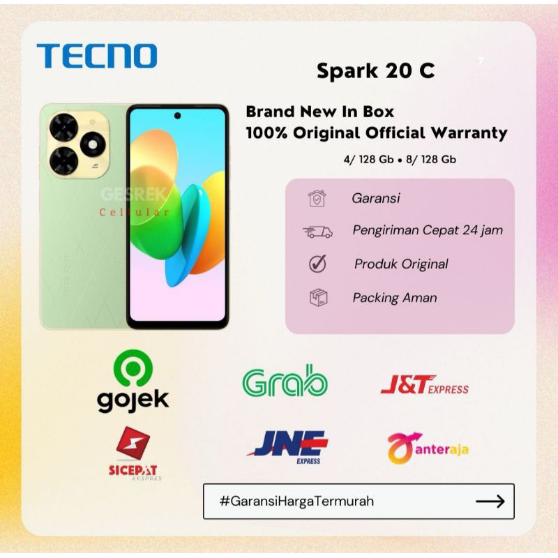 Jual TECNO SPARK 20c 4/128 8/128 - Garansi RESMI | Shopee Indonesia