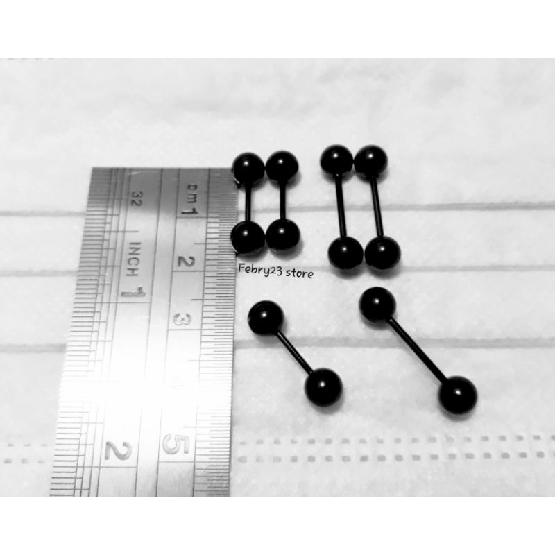 Jual 2 Pcs/1 Pasang Anting Piercing Tusuk Tindik Barbel Hitam Titanium ...