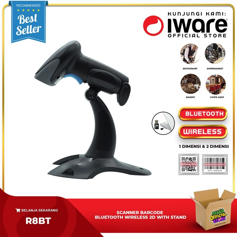 Jual Scanner Barcode Bluetooth Wireless 2d Iware R 8bt With Stand Shopee Indonesia