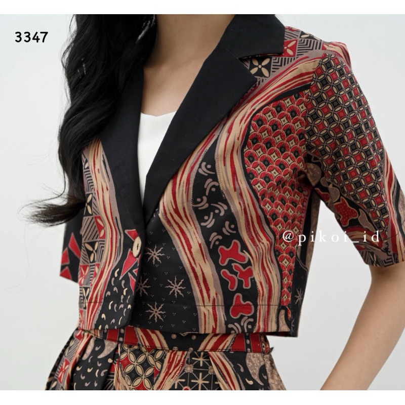 Jual Pikoi_id | Atasan batik wanita modern / crop top kemeja kerah ...