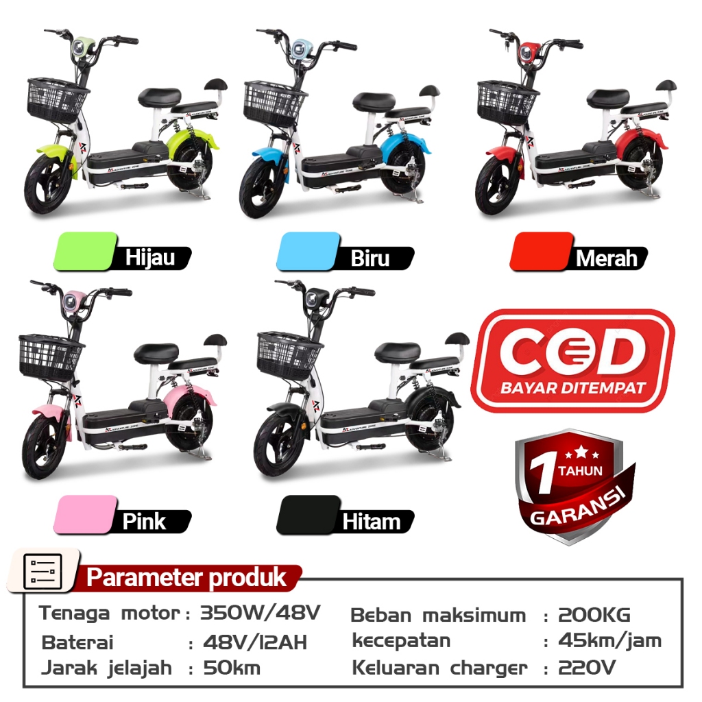 Jual DL sepeda listrik dewasa Sepeda Motor Listrik 48v 12ah sepeda ...
