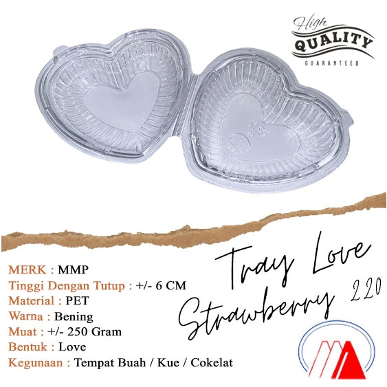 Jual mika buah bentuk love 250 gram / tray love strawberry / mika kue ...