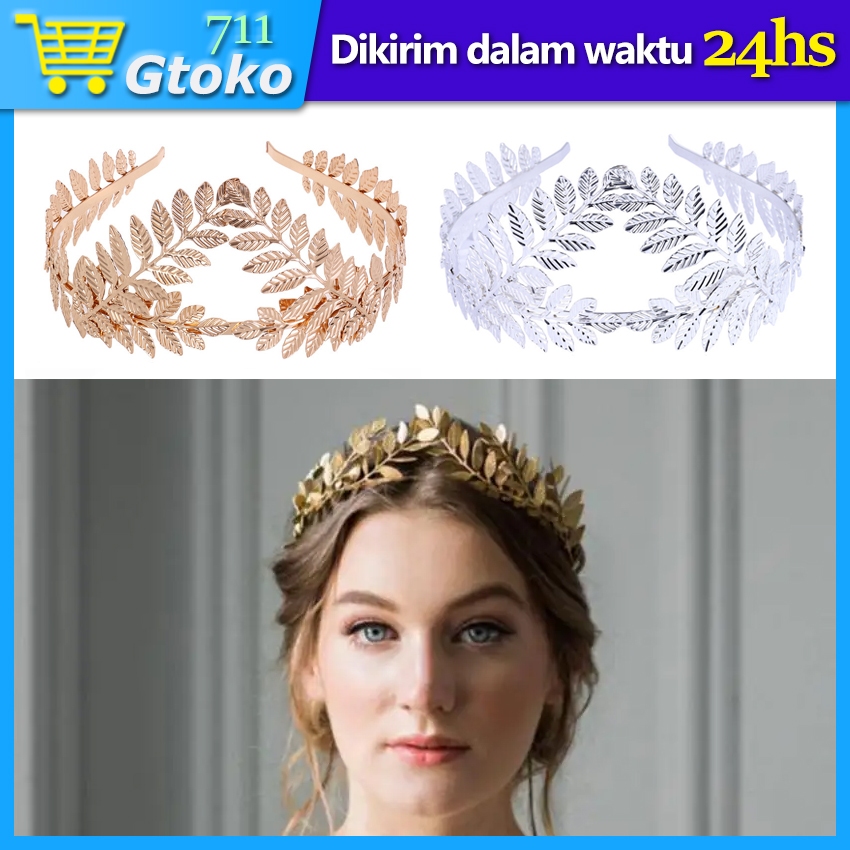 Jual Mahkota Headpiece Pengantin Bando Daun Emas Golden Leaf Leaves ...
