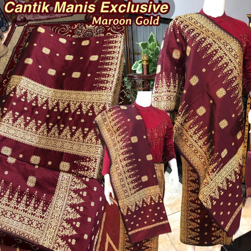 Jual Songket Cantik Manis Exclusive Maroon Gold /songket tenun asli ...