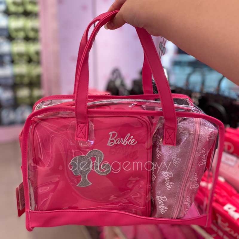 Jual Miniso x Barbie - Cosmetic Bag 3 in 1 Transparant Barbie | Tas ...