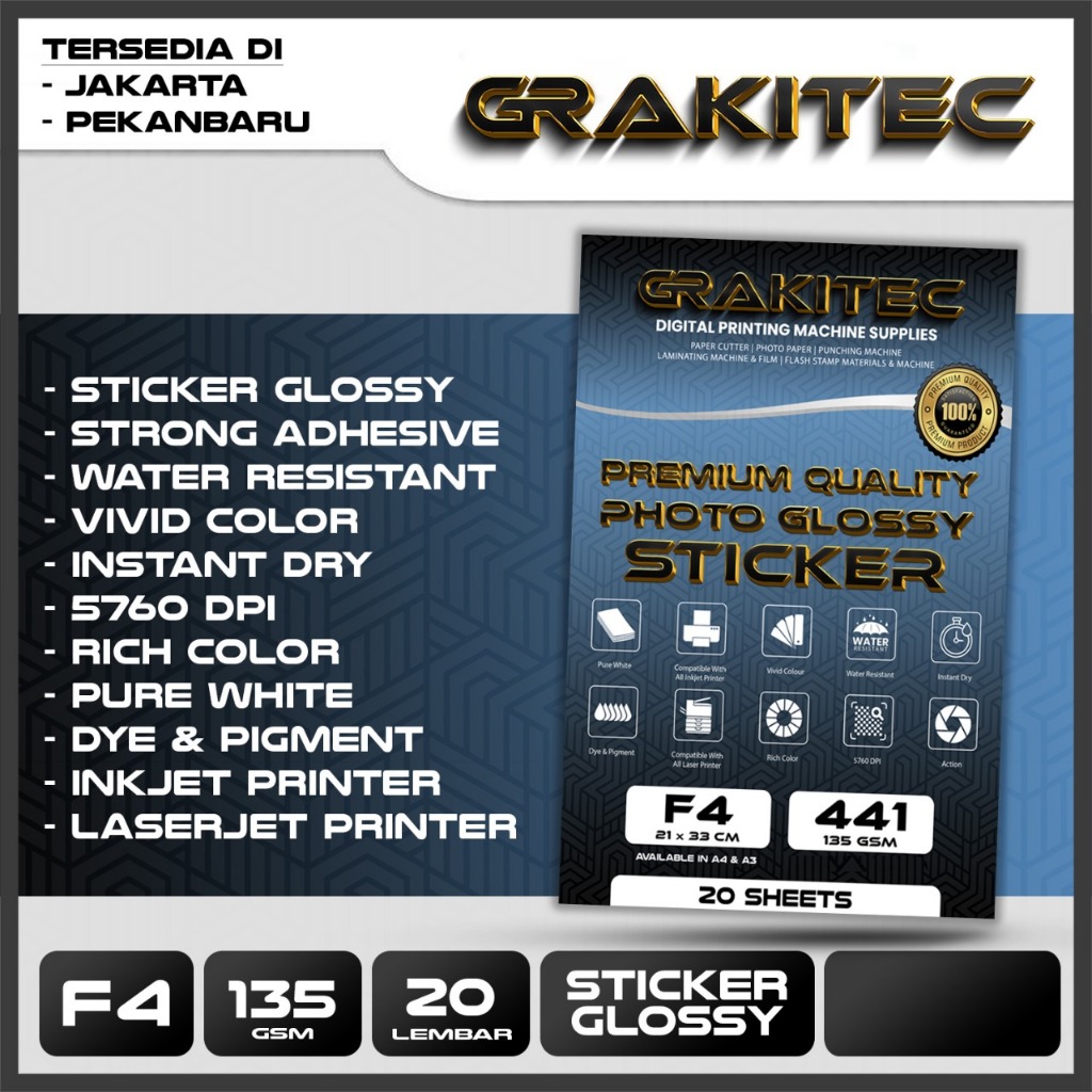 Jual Kertas Stiker Foto Glossy F4 135 Gsm 20 Lembar - Glossy Photo ...