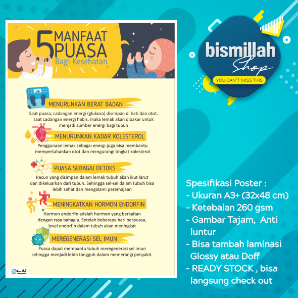 Jual Poster kesehatan 5 manfaat Puasa | Shopee Indonesia