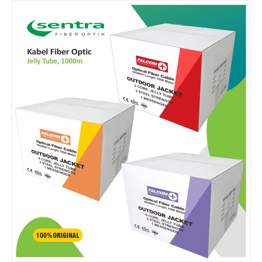 Jual Kabel Fiber Optik FALCOM FLAT JELLY TUBE 2.4.6 CORE 3 SELING 1000M ...
