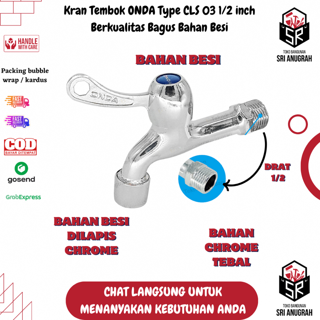 Jual ONDA Kran Air Tembok Taman Type CLS 03 CLS 02 1/2'' | Shopee Indonesia