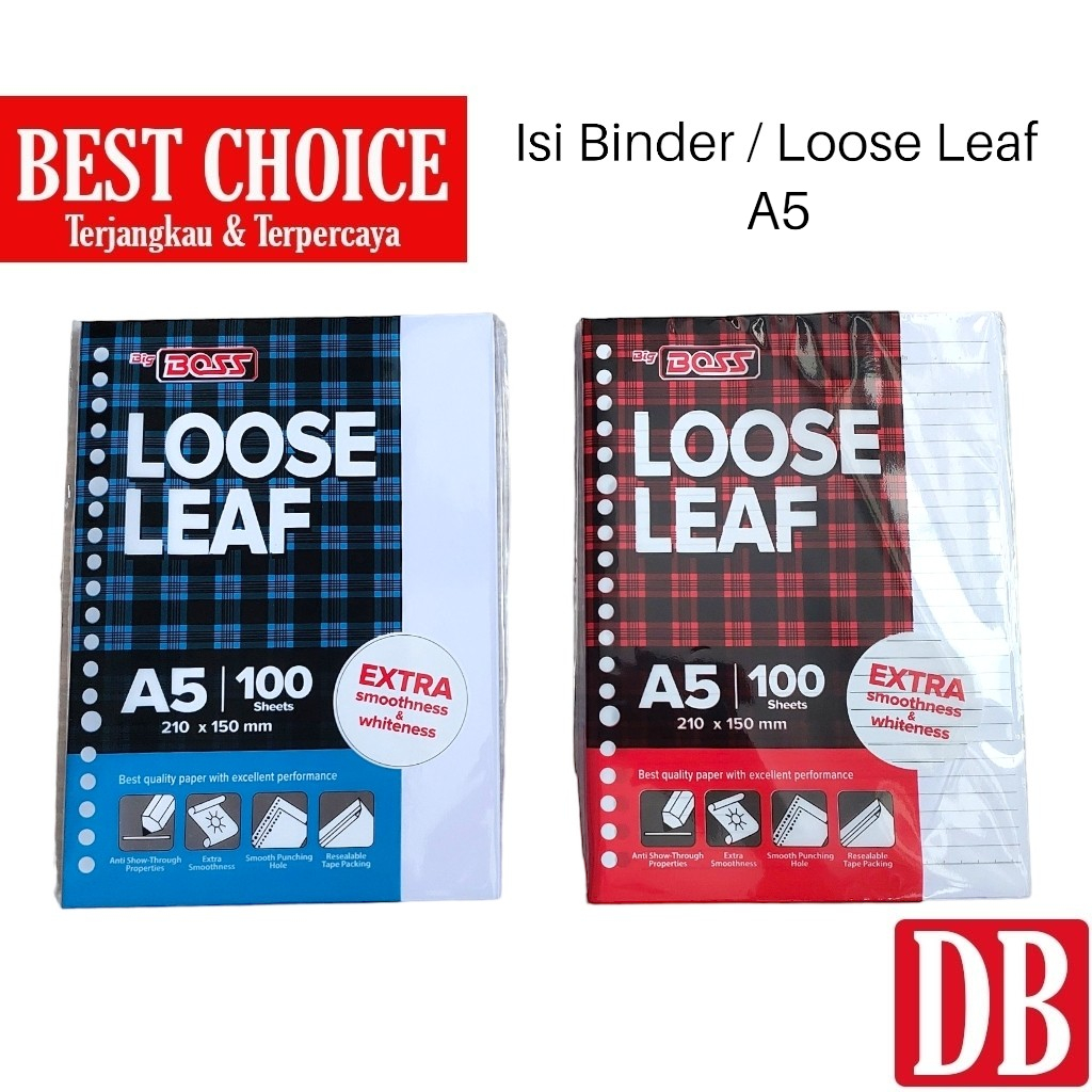 Jual Isi Kertas Binder / Loose Leaf A5 Big Boss Garis / Plain Isi 100 Lembar | Shopee Indonesia