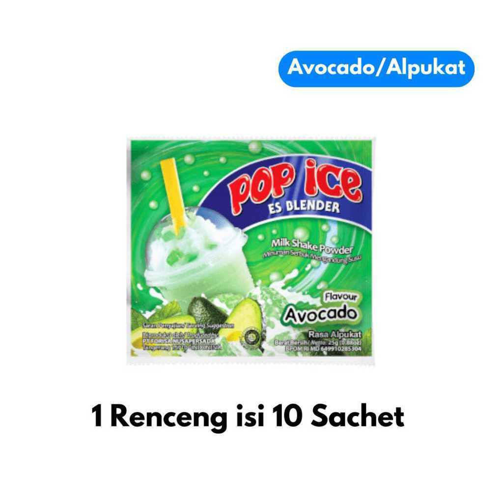 Jual Pop ice 25gr Es Blender Renceng isi 10Sachet Rasa Durian Melon ...