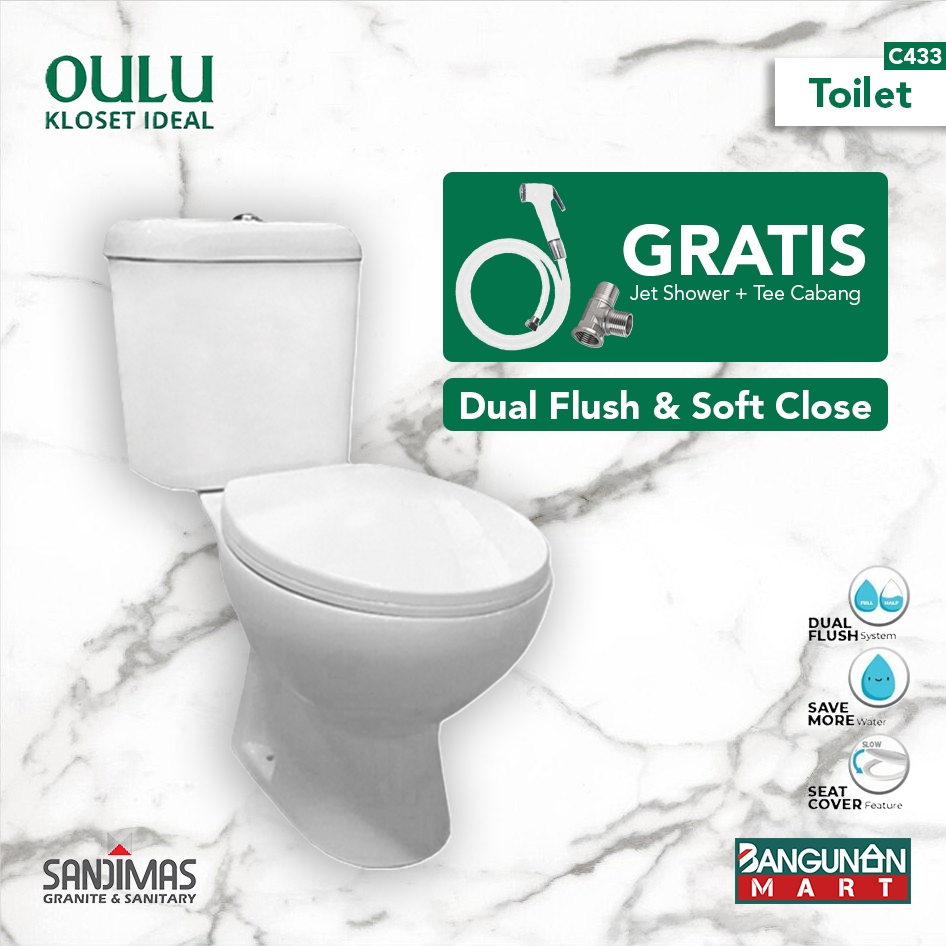 Jual SET Toilet Kloset Duduk OULU C433 + Bidet Jet Washer FULLset | Shopee Indonesia