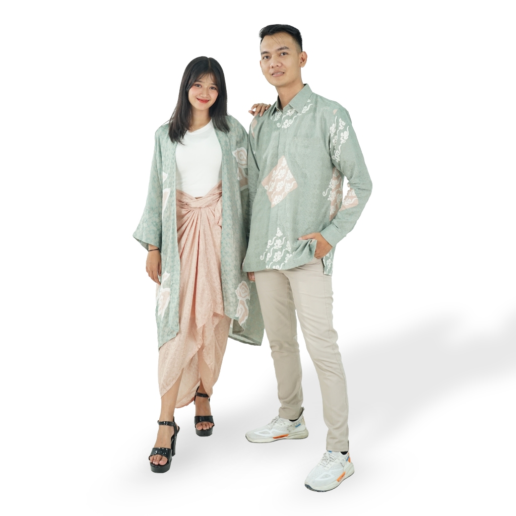Jual BATIK TRUSMI Set Couple Viscose Mega Mendung Kombinasi Hijau ...