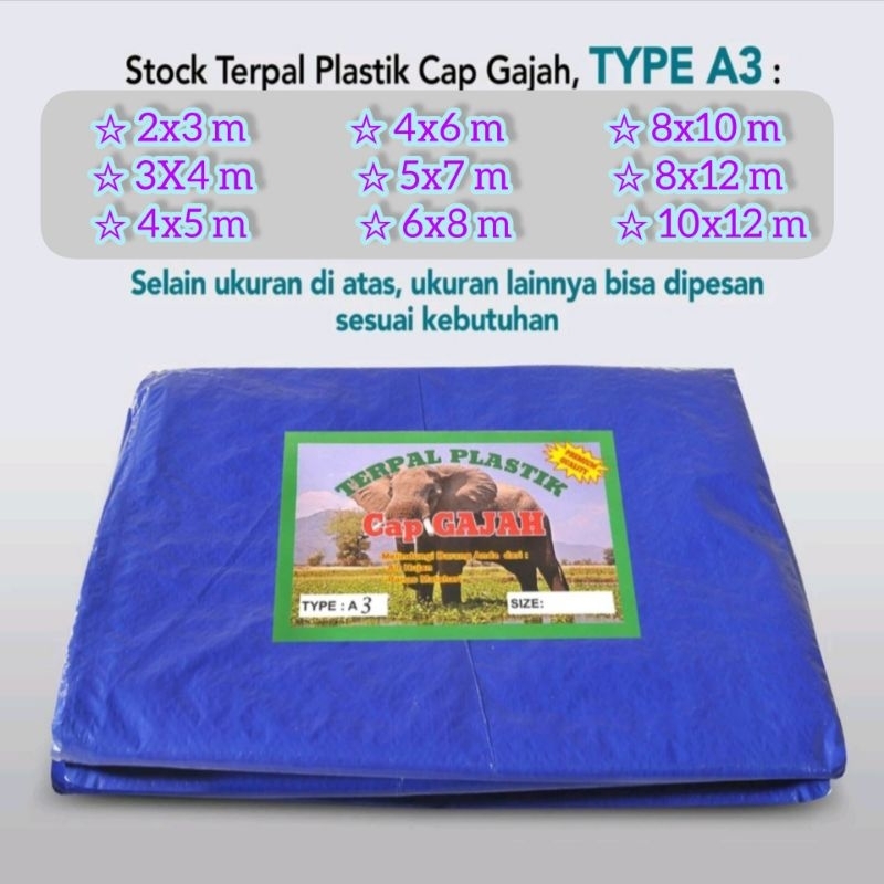 Jual TERPAL PLASTIK CAP GAJAH A3 UKURAN 4X5 METER | Shopee Indonesia