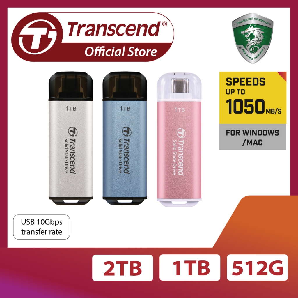 Jual Transcend External SSD ESD300 [C-Blue / S-Silver / P-Pink ...