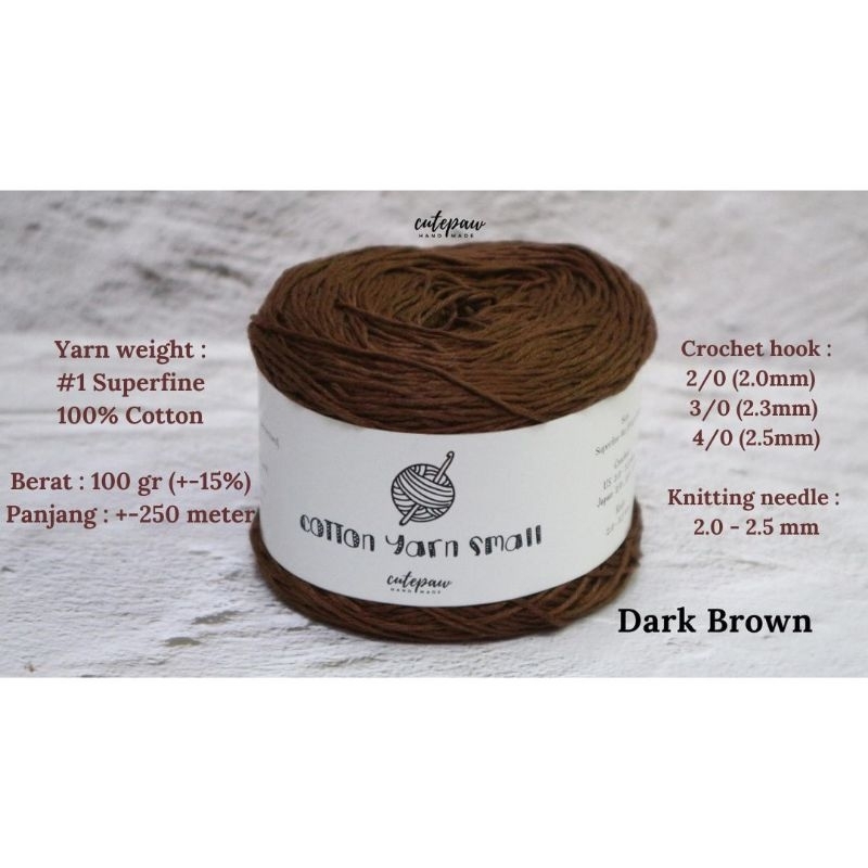 Jual [Small Ply ] Dark Brown coklat tua- Benang Rajut Soft Cotton ...