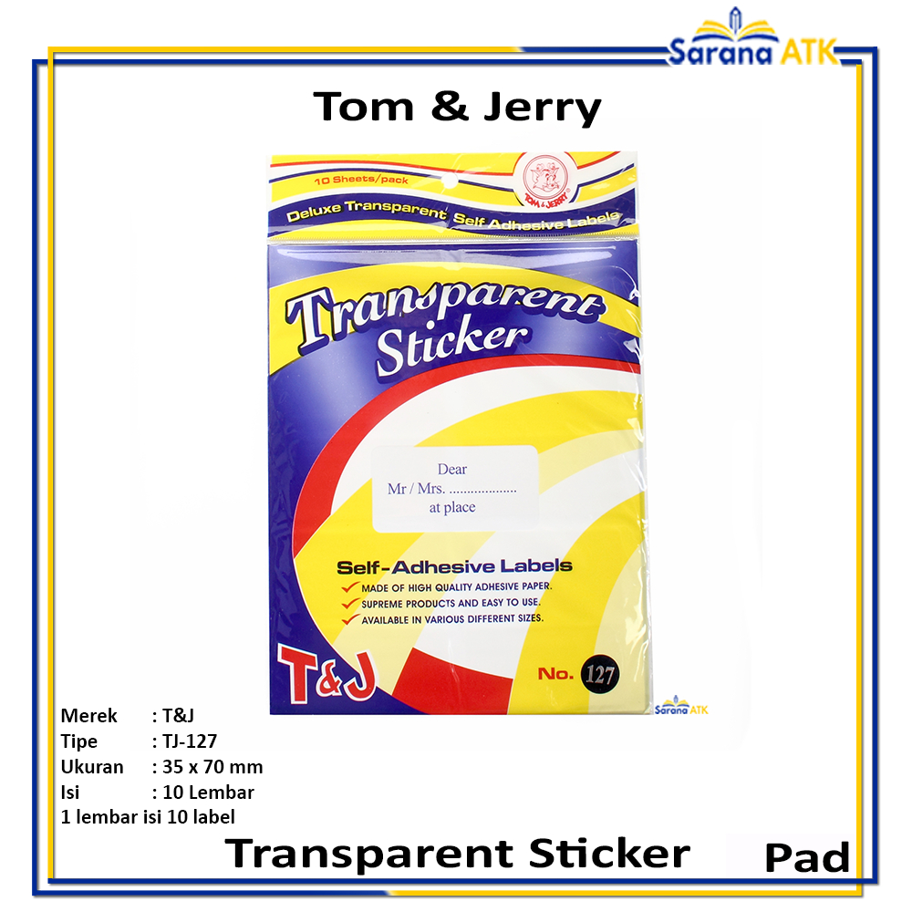 Jual Tom & Jerry - Label Undangan Transparan No.127 - Pad | Shopee ...
