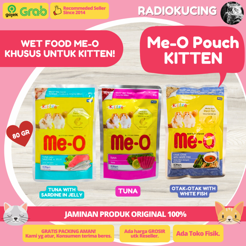 Jual Meo Me-O Kitten 80 gr Pouch Wet Food Makanan Basah Anak Kucing ...