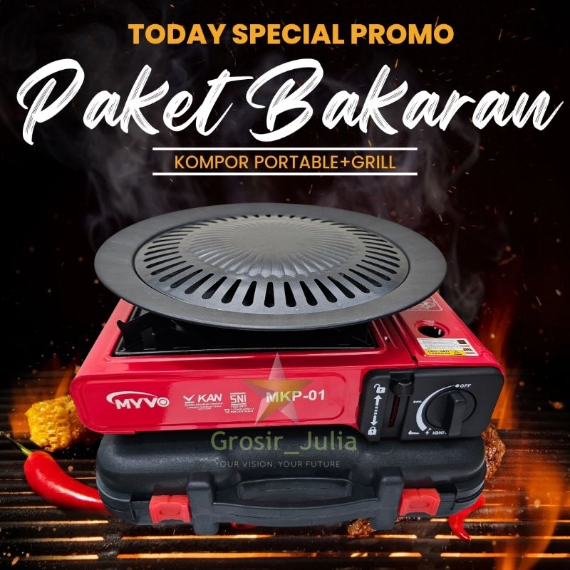 Jual Paket Bakaran BBQ Kompor Portable Grill Panggangan | Shopee Indonesia