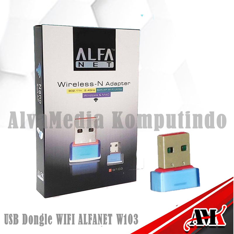 Jual Penangkap Sinyal / USB Dongle WIFI ALFA NET W103 802 11N 2.4GHz Nano Original USB WIFI ...