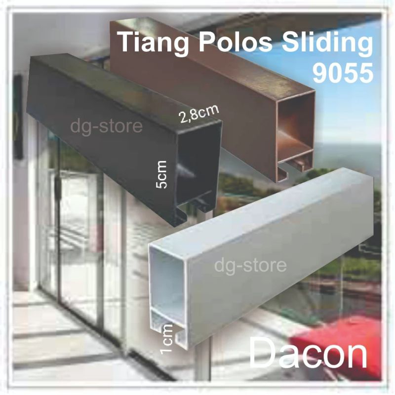 Jual 9055 Tiang Polos Sliding Aluminium Bahan Pintu Kamar Mandi / Pintu ...