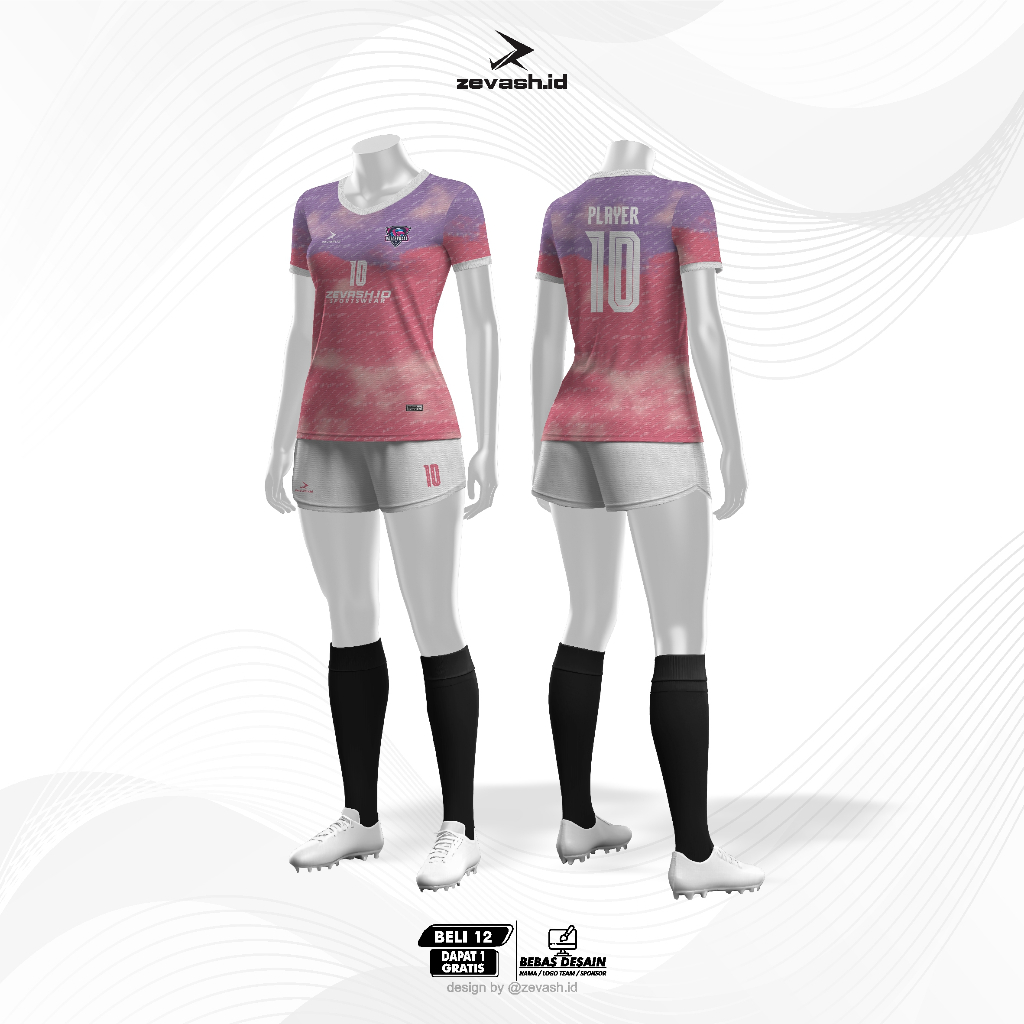 Jual Jersey volly ball putri zv soft pink full print gratis ganti nama ...