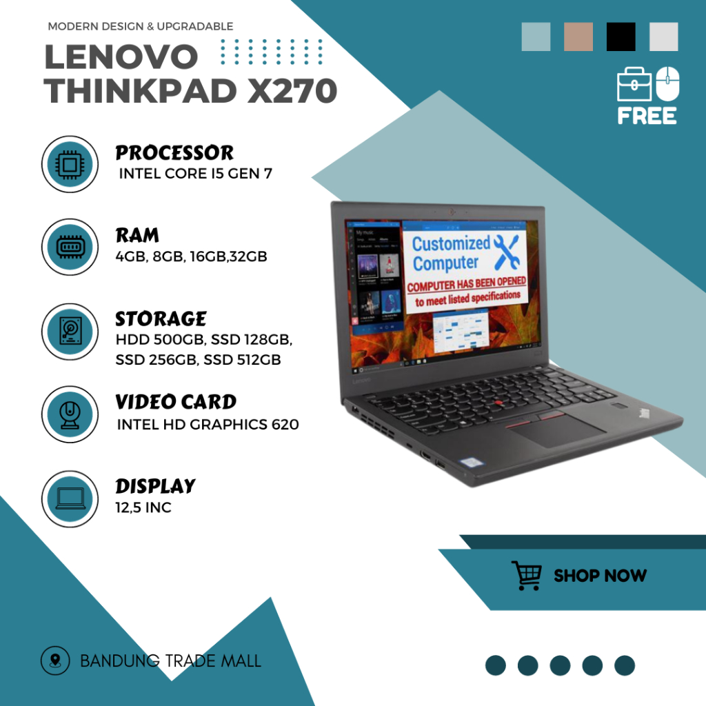 Jual Laptop Lenovo ThinkPad X270 Core i5 Gent 7 Ram 8Gb SSD 256Gb Mulus No Minus | Shopee Indonesia